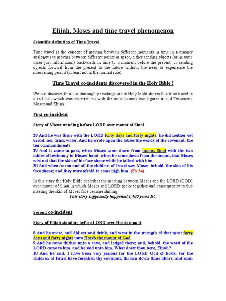 Time Travel: Moses, Elijah, and Jesus | PDF | Elijah | Moses