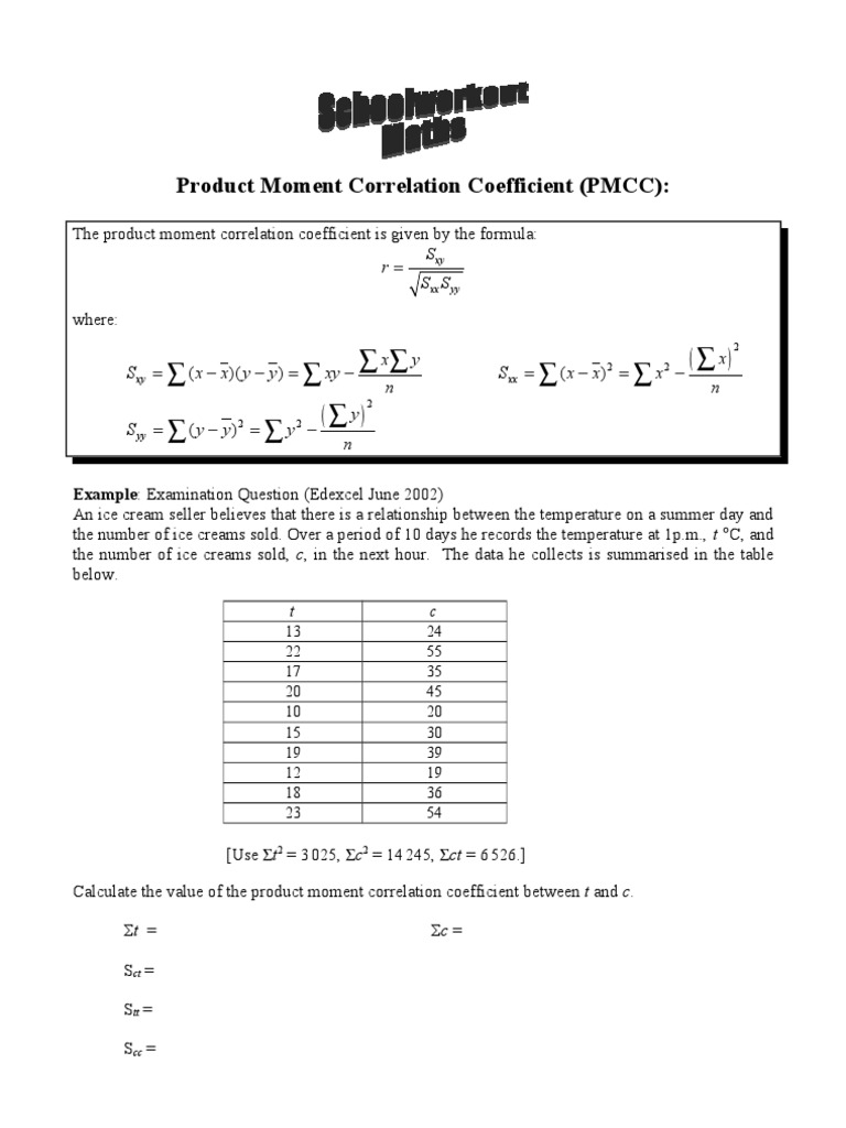 PMCC Calculation and Scaling Effects | PDF | Pearson Product Moment ...