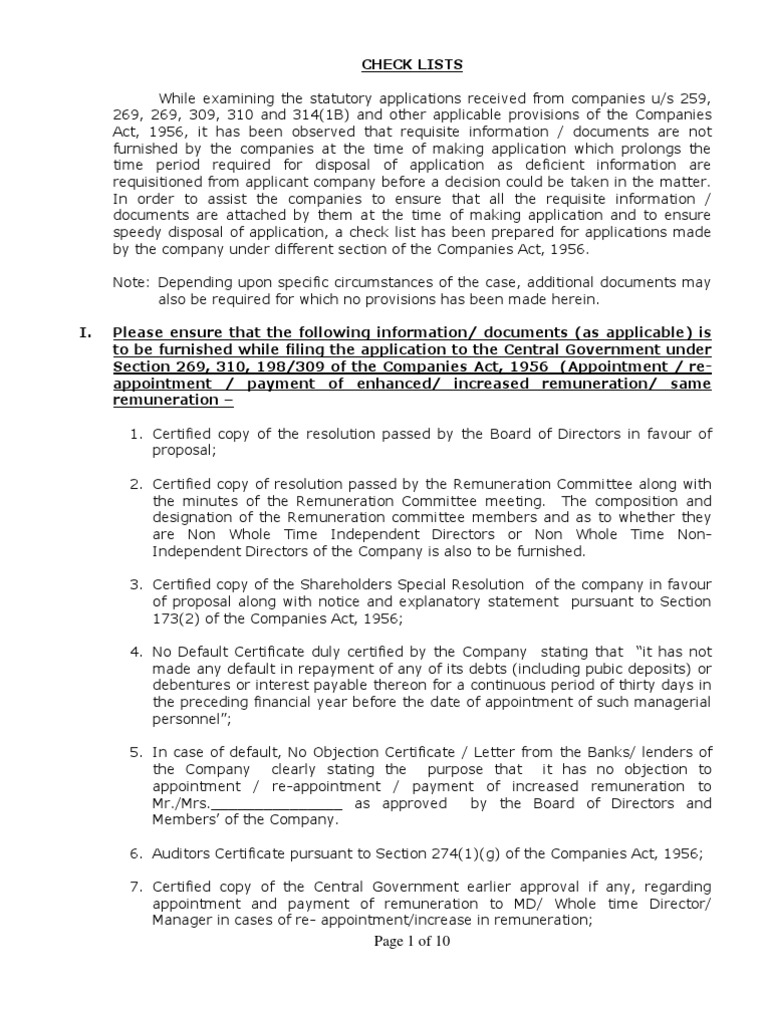 Remuneration Application Checklist | PDF | Articles Of Association ...