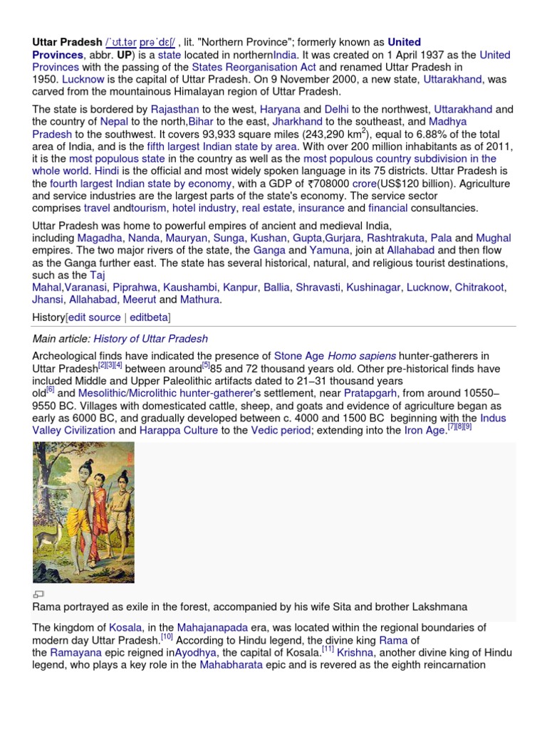 Uttar Pradesh: United Provinces | PDF | Religion And Belief