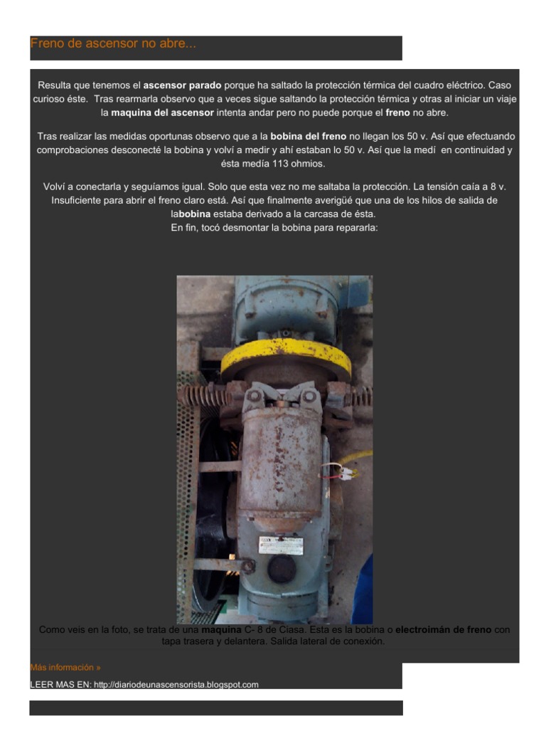 Problema y reparación de freno de ascensor | PDF