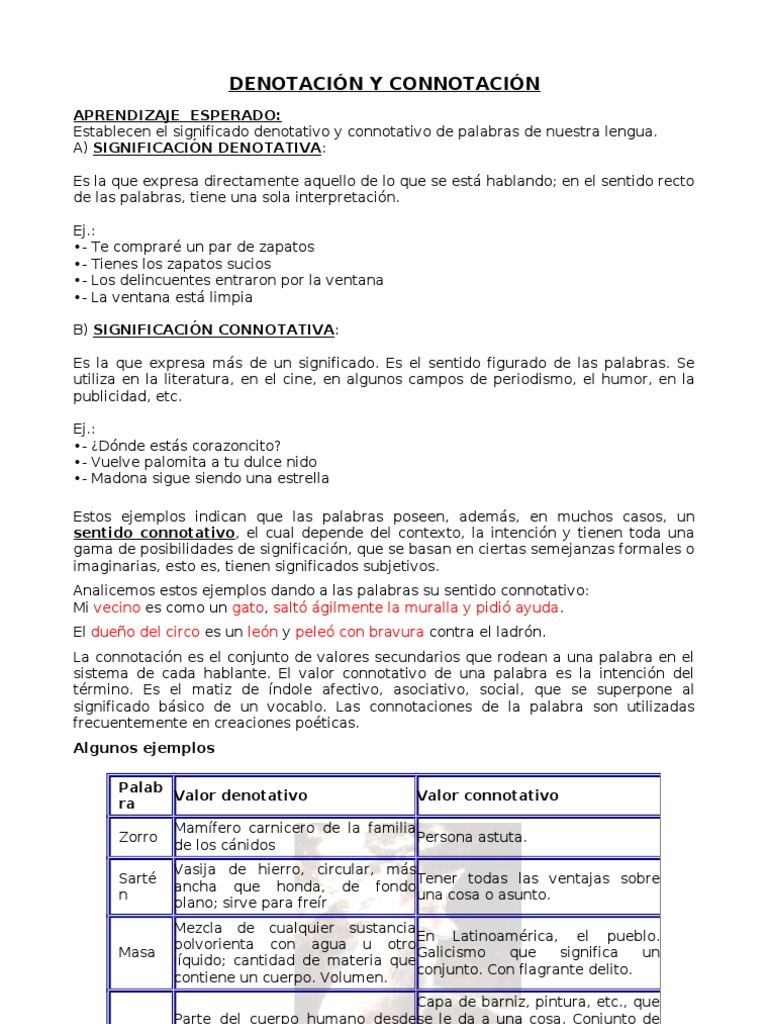 Guía de-DENOTACION-Y-CONNOTACION | PDF | Connotación | Naturaleza