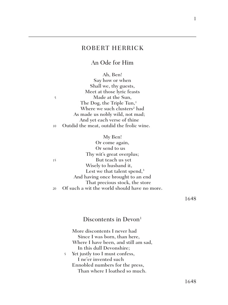 Robert Herrick's Poetry Collection | PDF