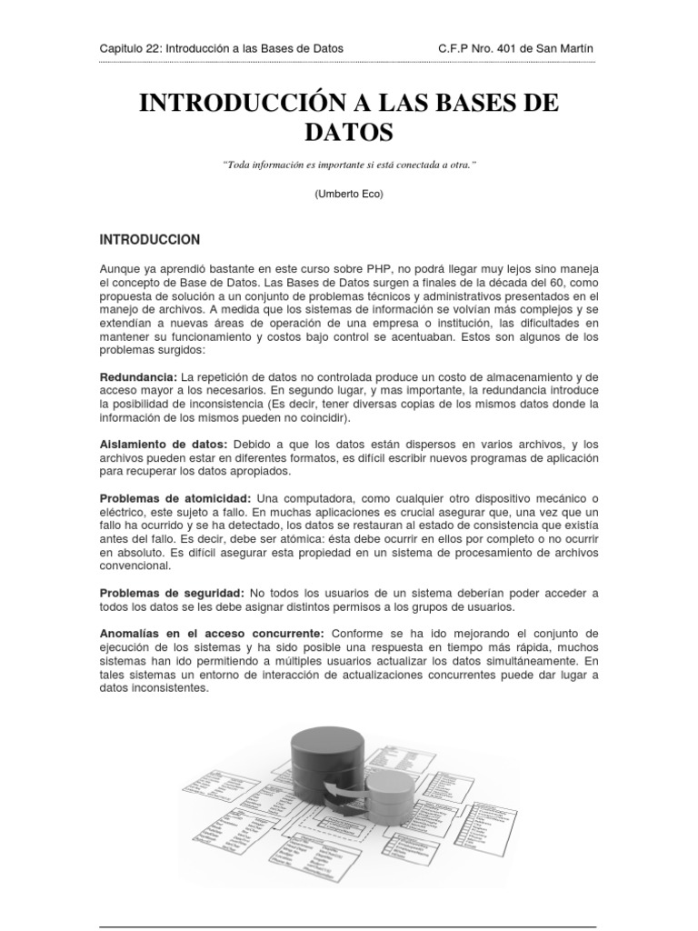 22-Introduccion A Las BDD Relacionales | PDF | Mi sql | Bases de datos 22-Introduccion A Las BDD Relacionales | PDF | Mi sql | Bases de datos