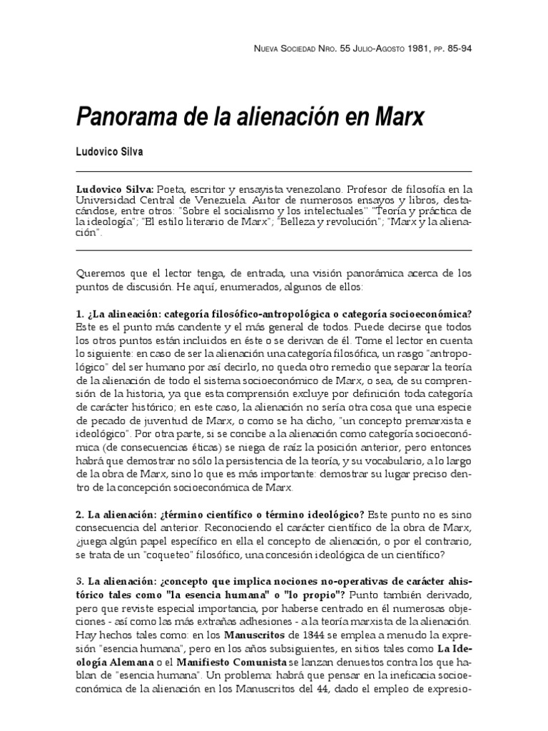 Panorama de La Alienacion en Marx | PDF