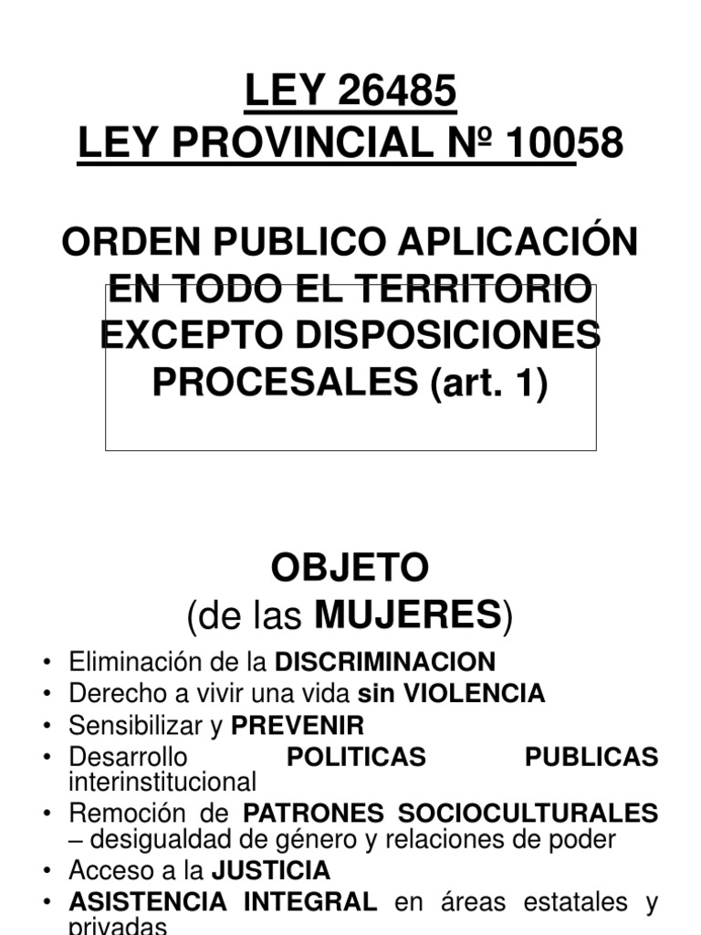 LEY 26485 | Violencia contra las mujeres | Mujer