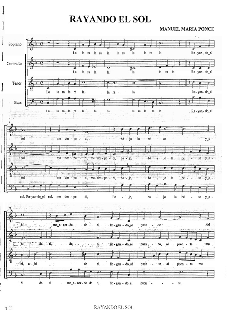Partitura de "Rayando el Sol" de Maná | PDF | Ocio