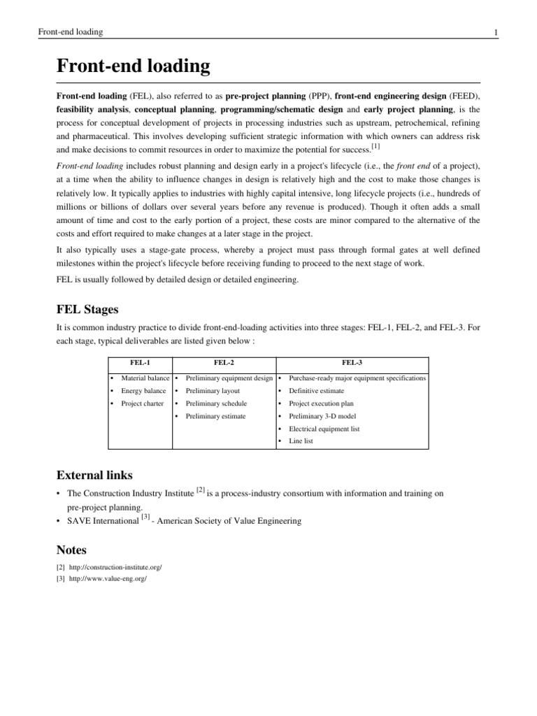 Front End Loading | PDF | Production And Manufacturing | Business