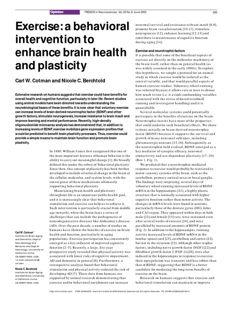 Behavior B DNF | PDF | Hippocampus | Physical Exercise