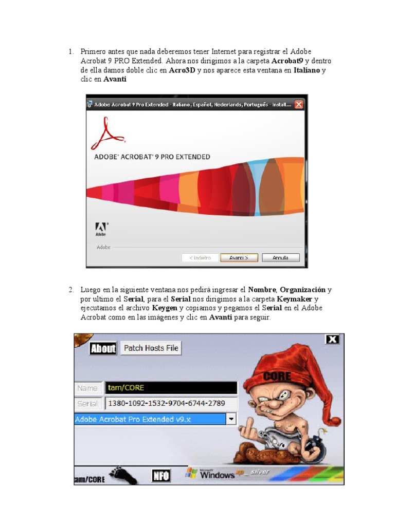 Tutorial de Instalacion Adobe Acrobat 9 Pro Extended | PDF | Point and ...