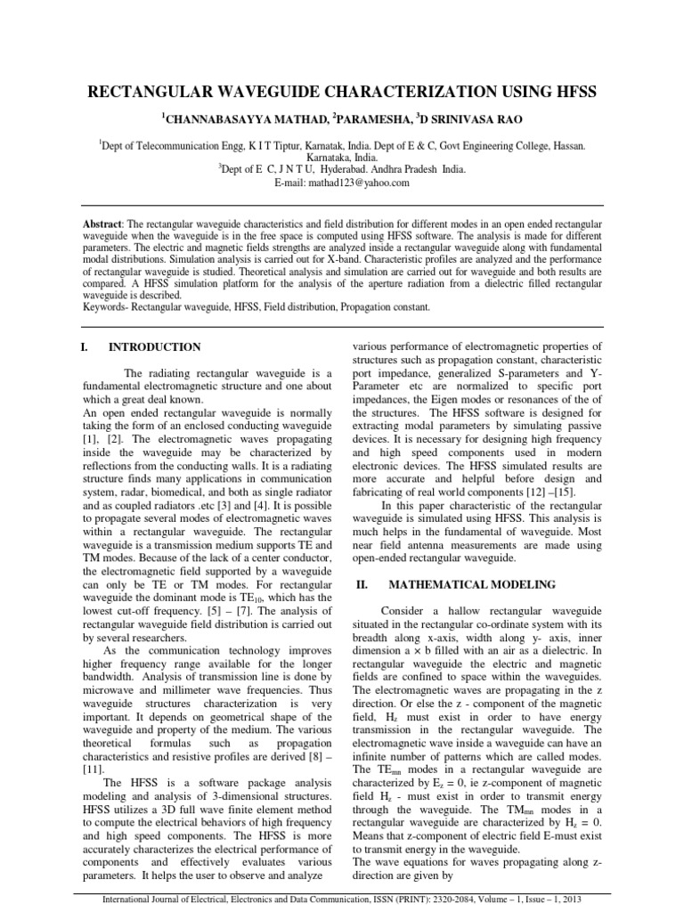 Rectangular Waveguide Characterization Using Hfss | PDF | Waveguide ...