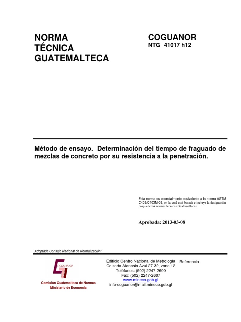 Norma NTG 41017 h12 Astm c403-c403m-08 | PDF | Logaritmo | Guatemala