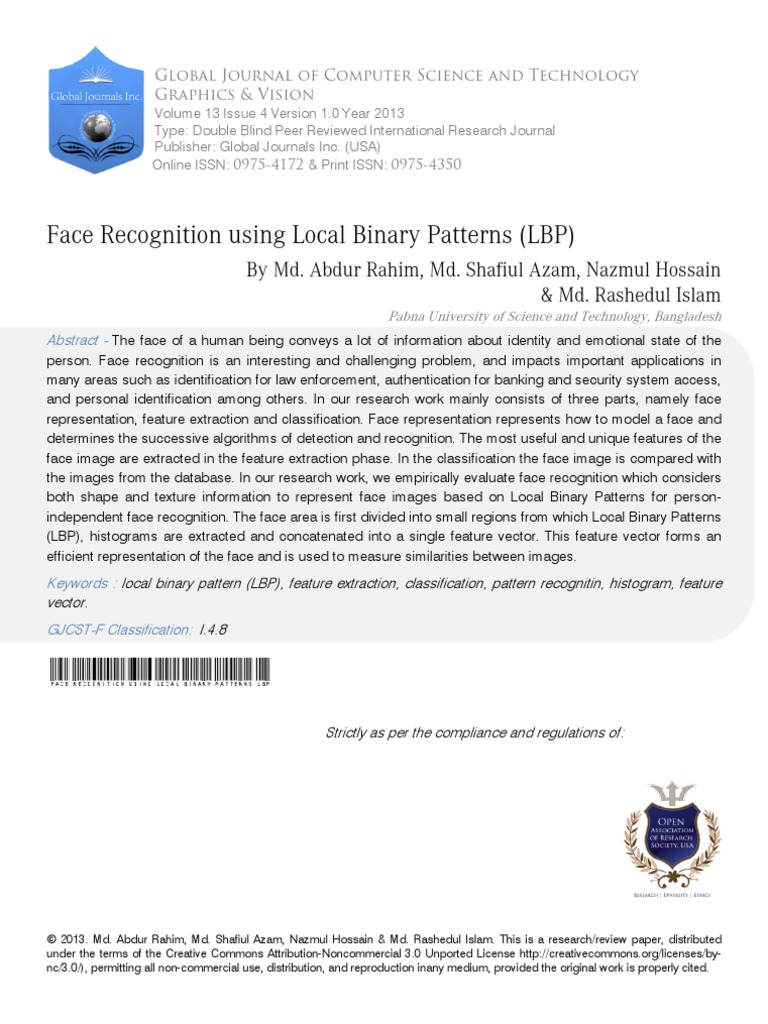 1 Face Recognition Using Local Binary Patterns Download Free Pdf 5773