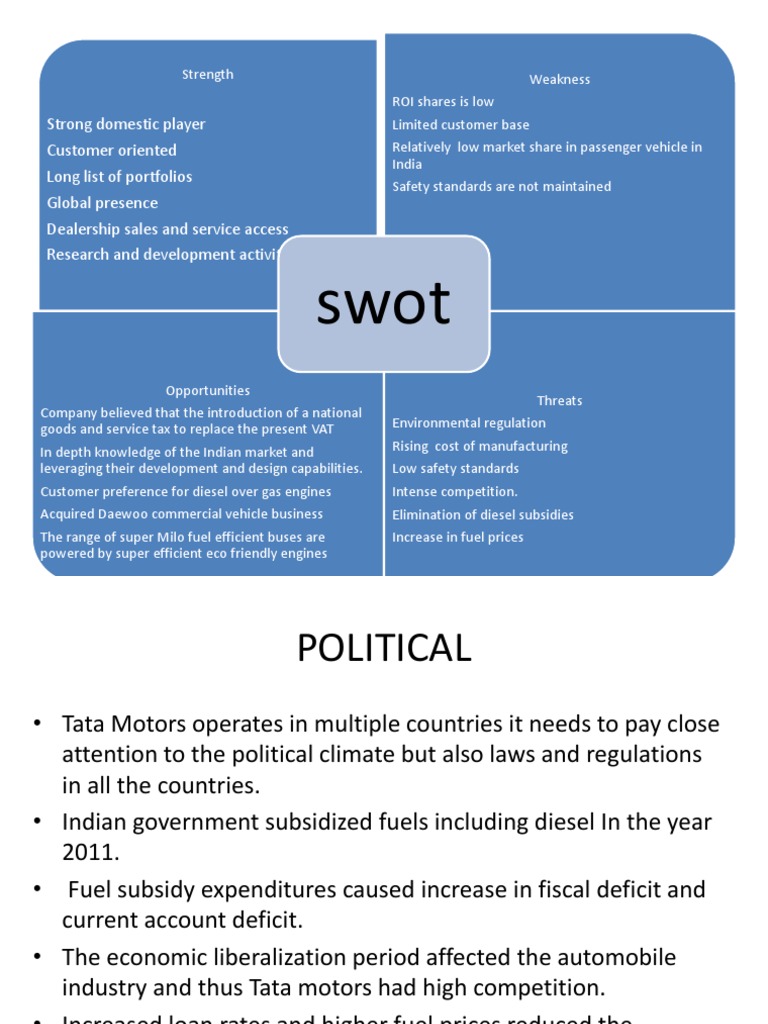 Tata Swot and Pestel | PDF | Economic Growth | Subsidy