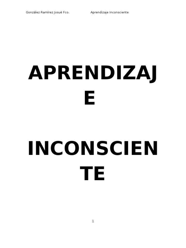 Aprendizaje Inconsciente | PDF | Reconocimiento de patrones | Epistemología