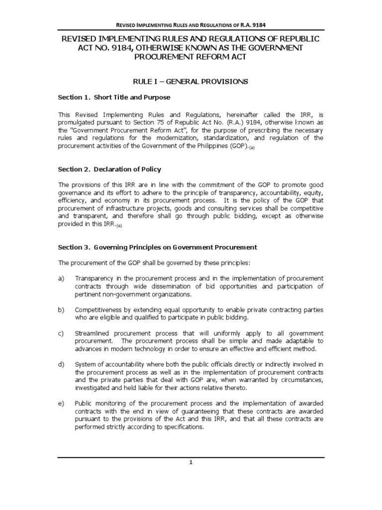 Revised IRR RA 9184 2009 | PDF | Law