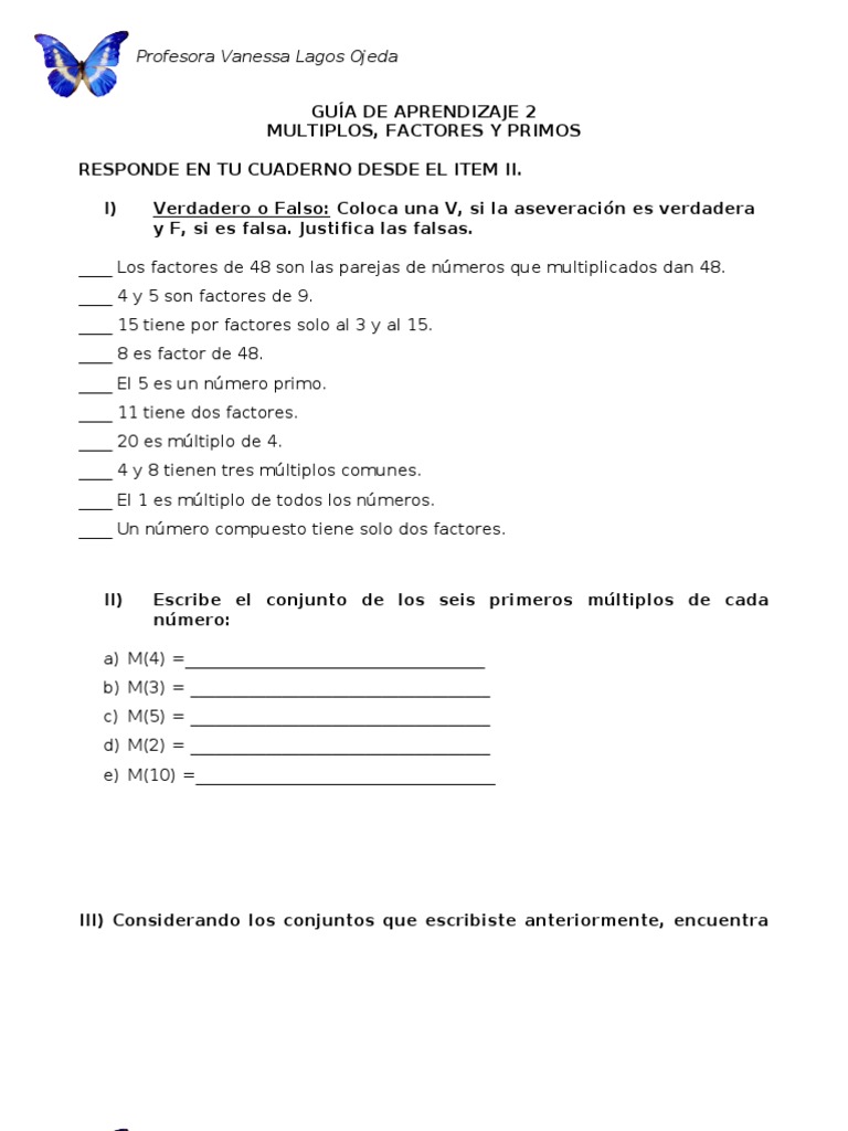 Múltiplos y factores para sexto básico | PDF | Deportes | Ocio