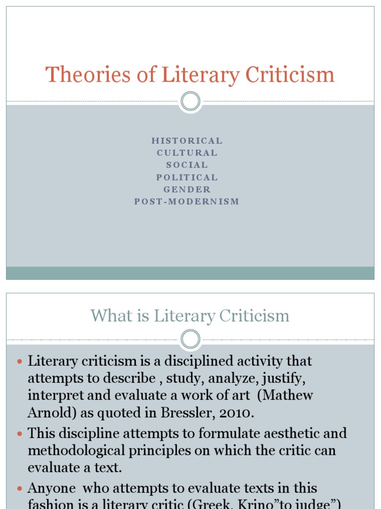 Theories of Literary Criticism | PDF | Literary Criticism | Hermeneutics