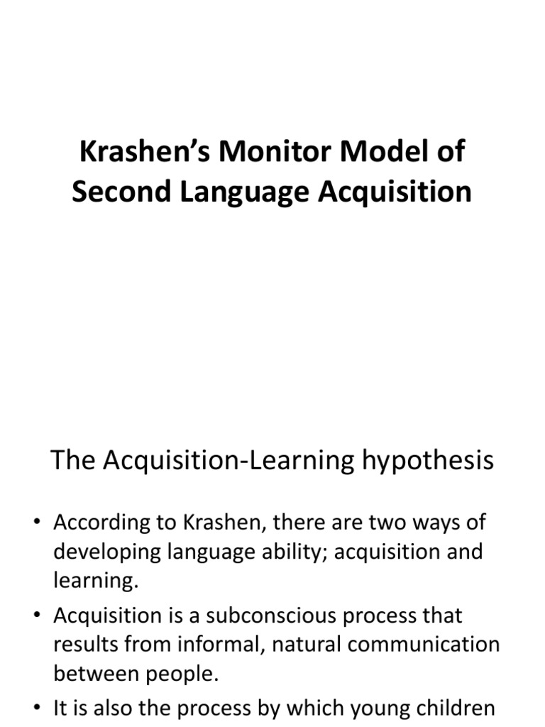 Krashen's Monitor Model of Second Language Acquisition | PDF | Second ...