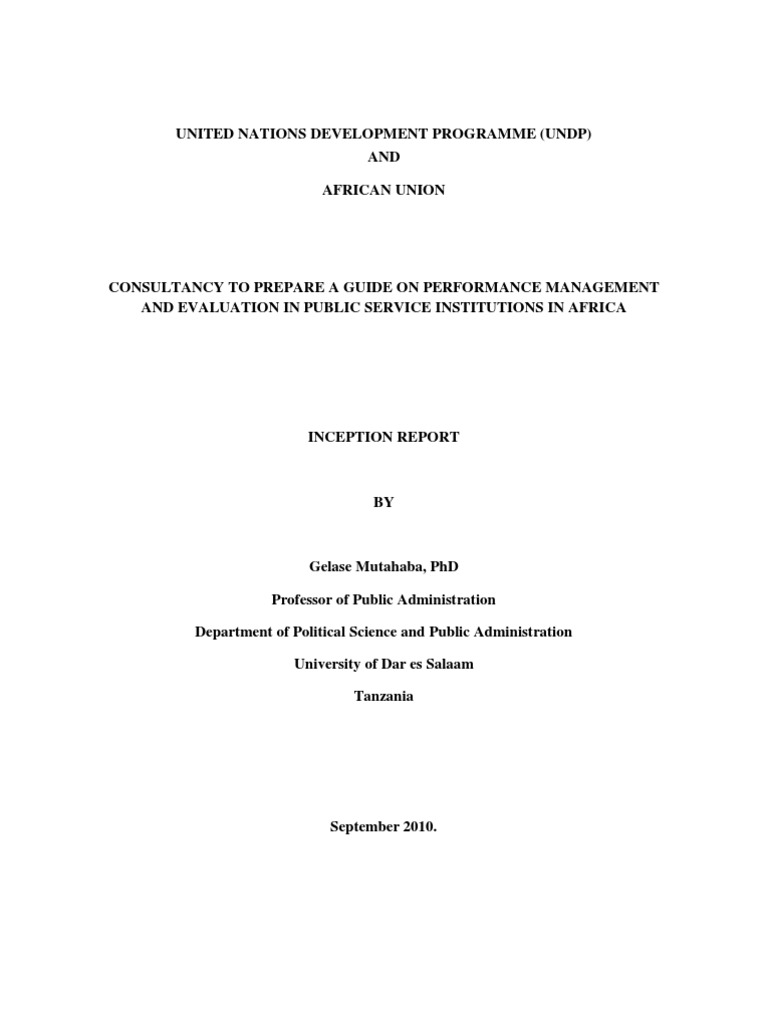 Inception Report - Performance Management and Measurement Including ...