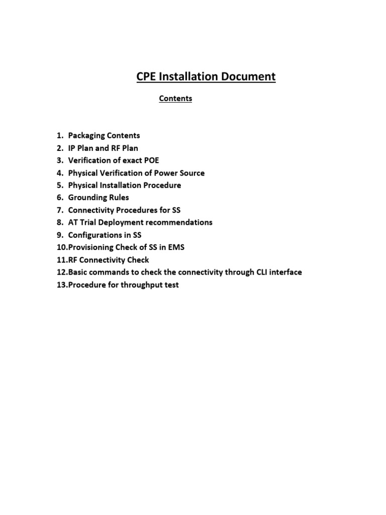 CPE Installation and Configuration Guide | PDF | Computer Network | Booting