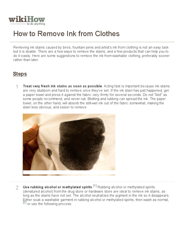 How To Remove Ink From Clothes - 11 Steps - Wikihow PDF | PDF | Ink ...