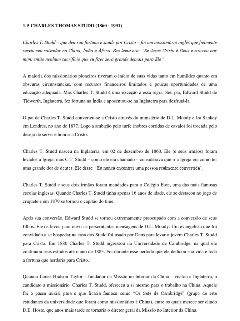 Serie Biografias Parte5 Charles Thomas Studd | PDF | China | Política ...