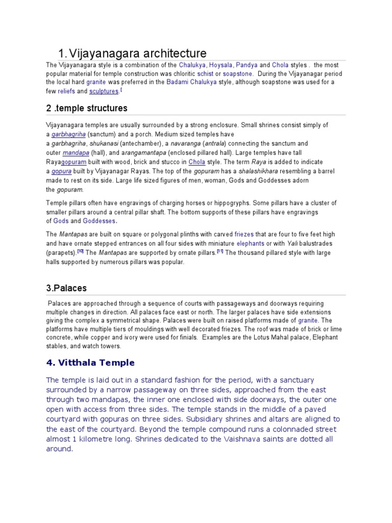 Vijayanagara Architecture WORD | PDF | Art Media | Architectural Design