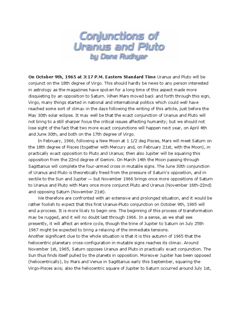 Conjunctions of Uranus and Pluto | PDF | Pluto | Planets