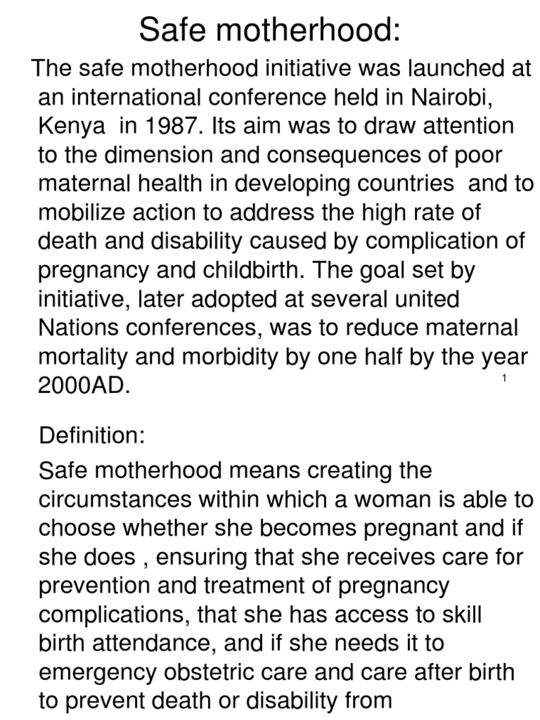 Safe Motherhood | PDF | Millennium Development Goals | Childbirth