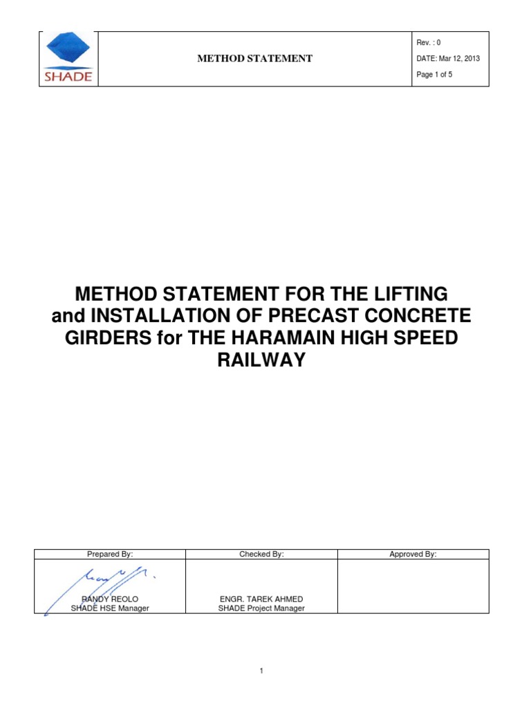 Method Statement For BR445 Lifting Plan | PDF | Crane (Machine) | Elevator