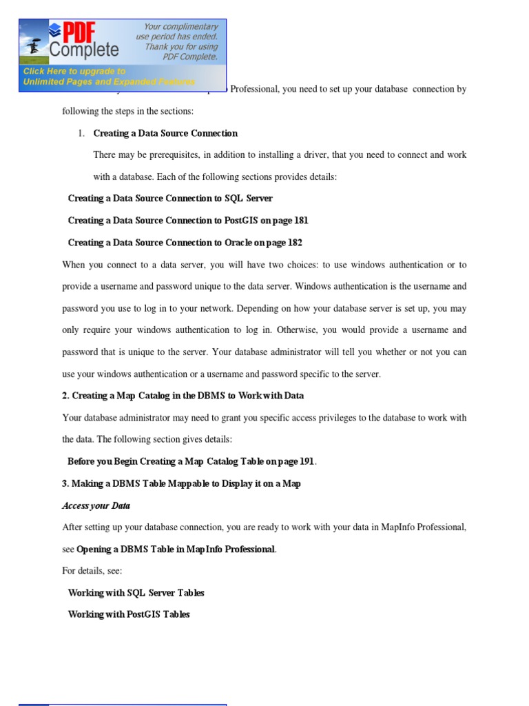 Database Connection With Map Info | PDF | Databases | Microsoft Sql Server