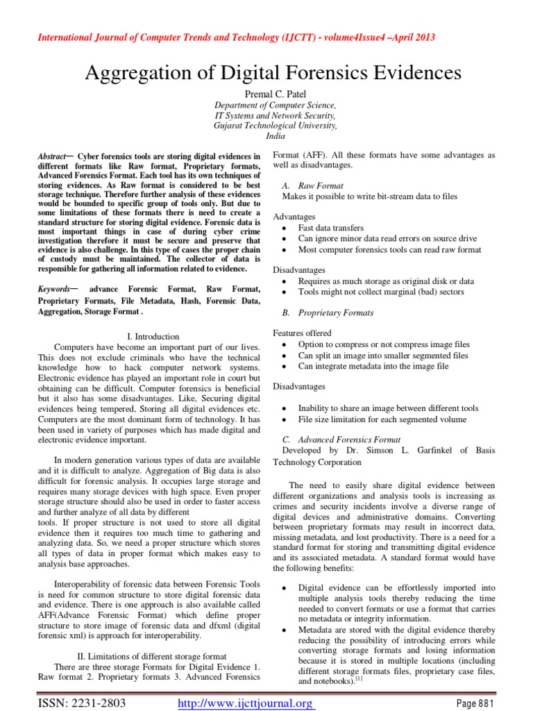 Aggregation of Digital Forensics Evidences | PDF | Computer Forensics ...