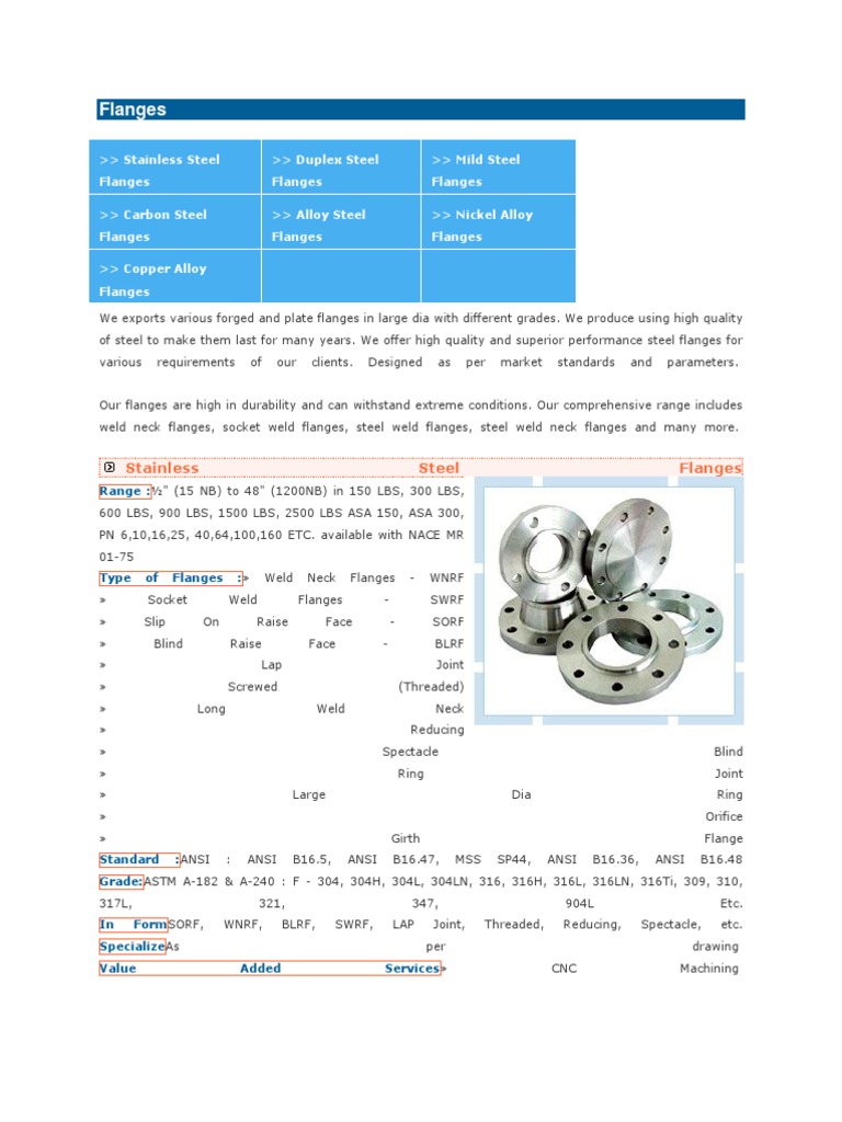 Flanges | Steel | Mechanical Engineering