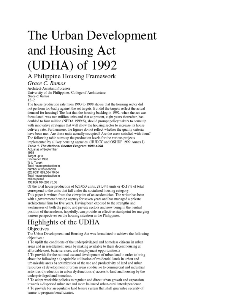 Udha 1992 | PDF | Public Housing | Non Governmental Organization