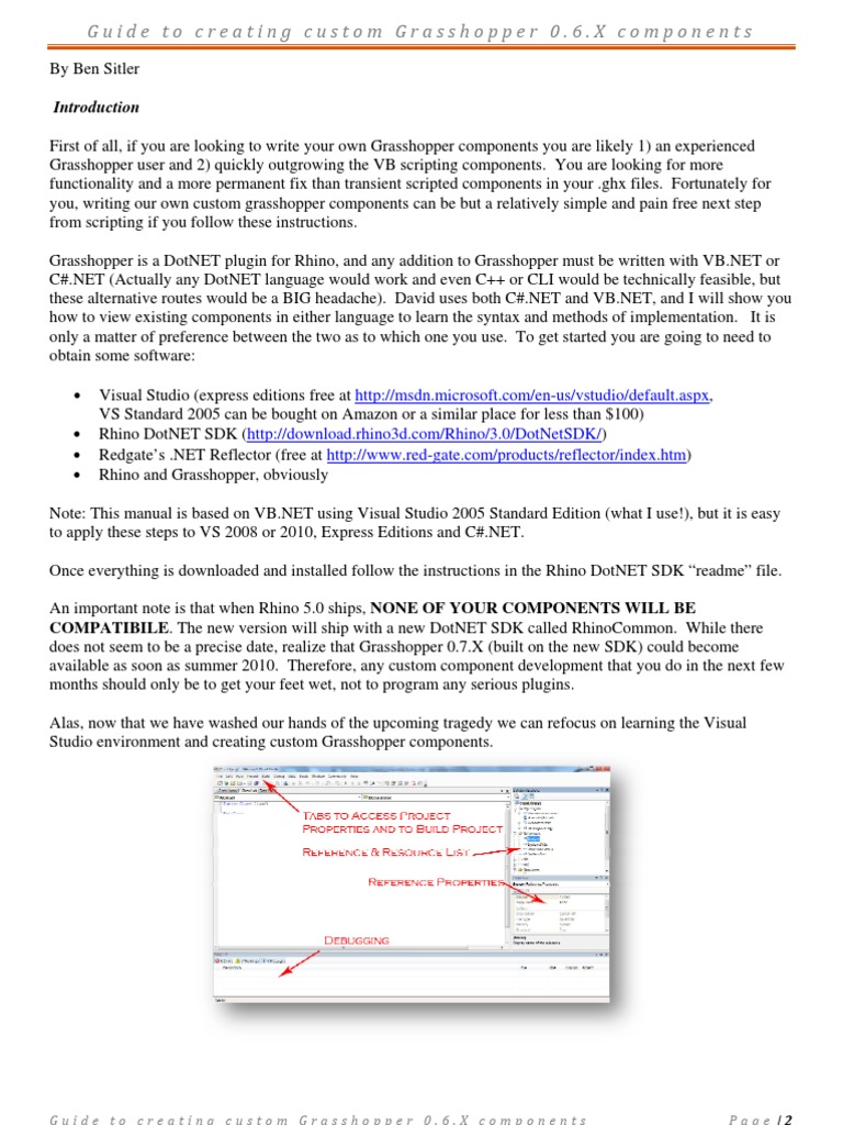 BenSitler Custom Components Manual | PDF | Microsoft Visual Studio | C Sharp (Programming Language)
