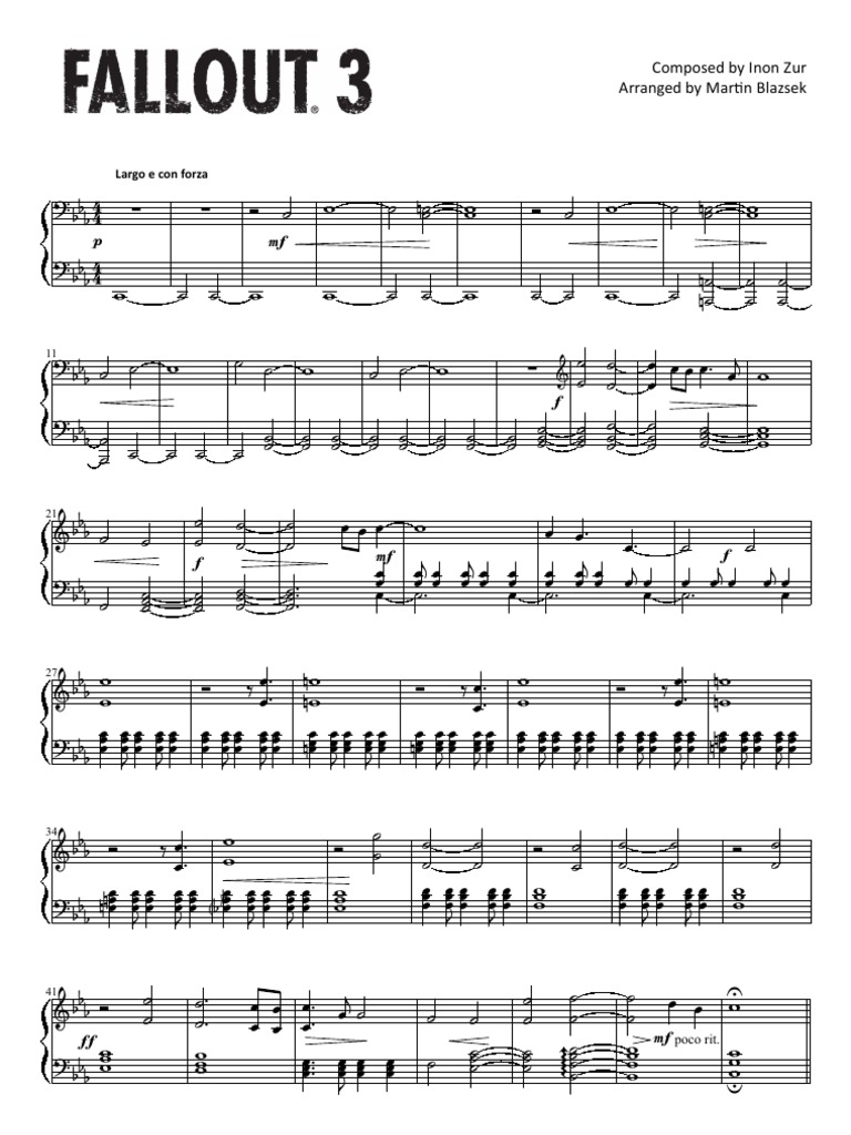 Fallout 3 - Piano sheet | Leisure