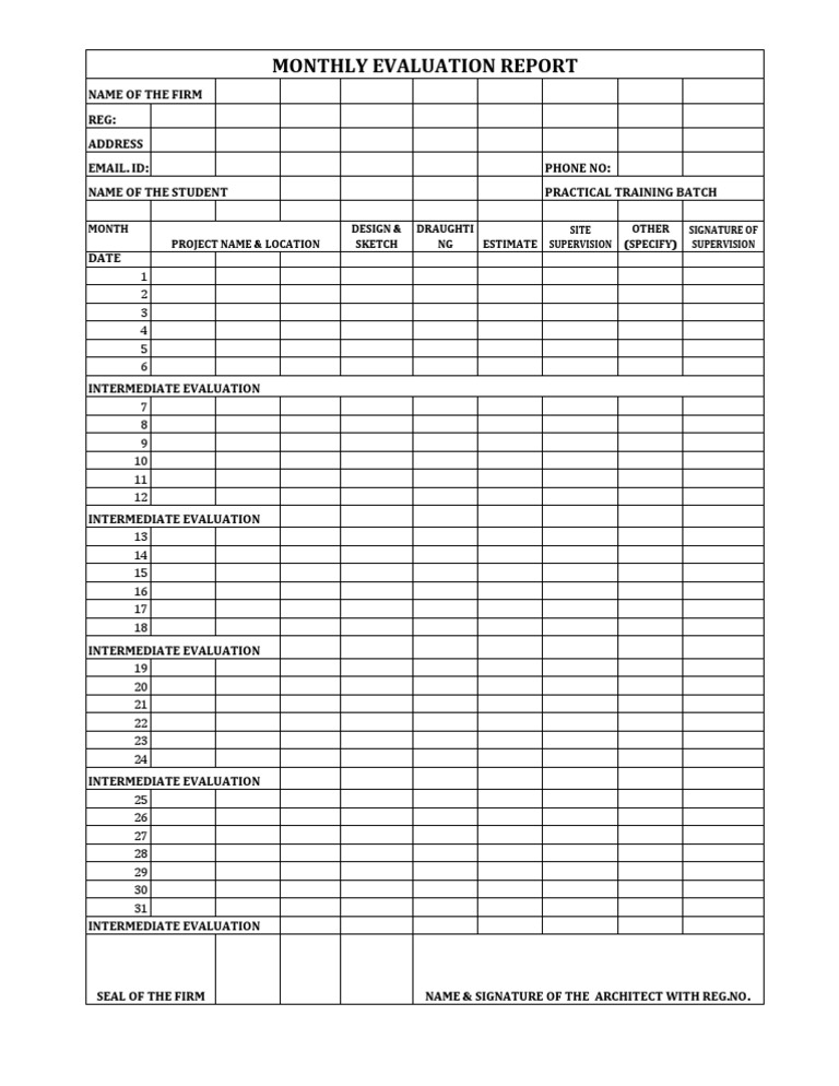 Monthly Evaluation Report: Project Name & Location Design & Sketch Estimate Month Draughti NG ...