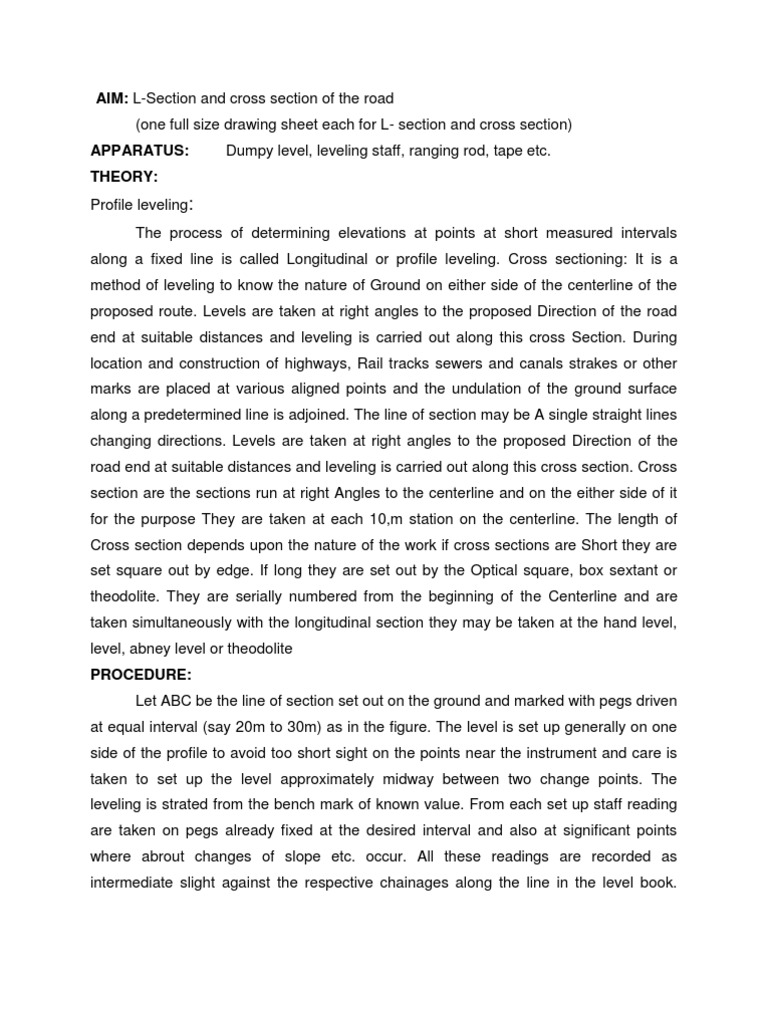 Profile Levelling | PDF | Cross Section (Physics) | Scientific Observation