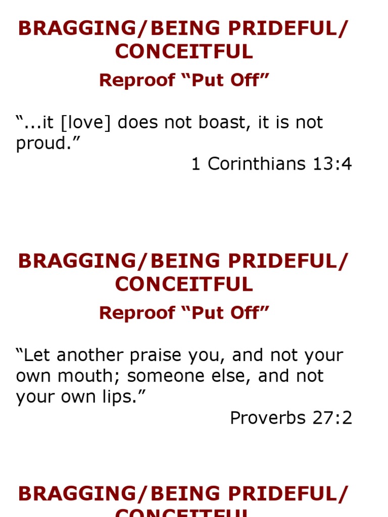 Bragging Being Prideful Conceitful | PDF | Humility | Theology