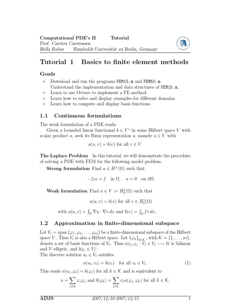 Computational PDE Tutorial on FEM Methods | PDF | Boundary Value Problem | Finite Element Method