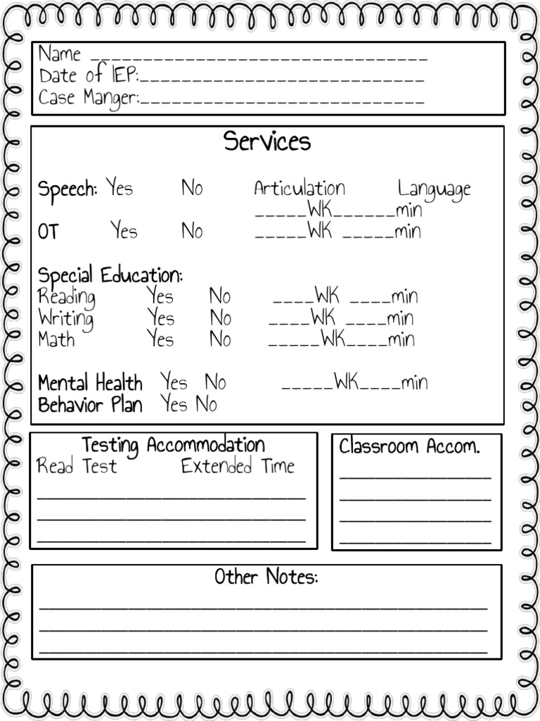IEP Classroom Teacher Form | PDF | Special Education | Individualized ...