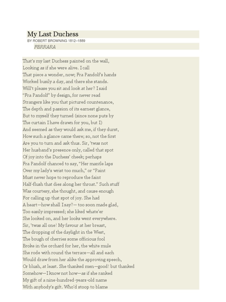 My Last Duchess (Integral) | PDF | British Literature | British Poetry
