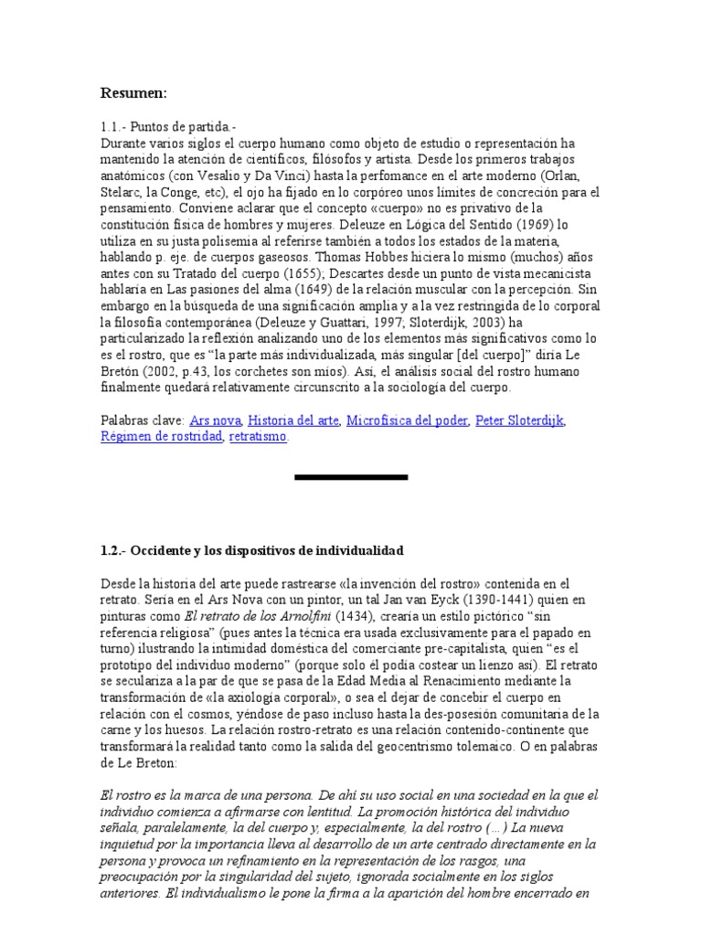 Historia del Rostro en el Arte y Filosofía | PDF | Adn | Retrato