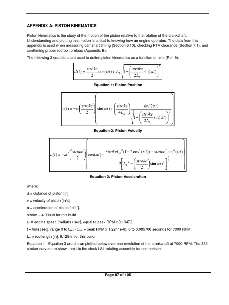 Piston Kinematics & Rod Bolt Preload | PDF | Screw | Piston