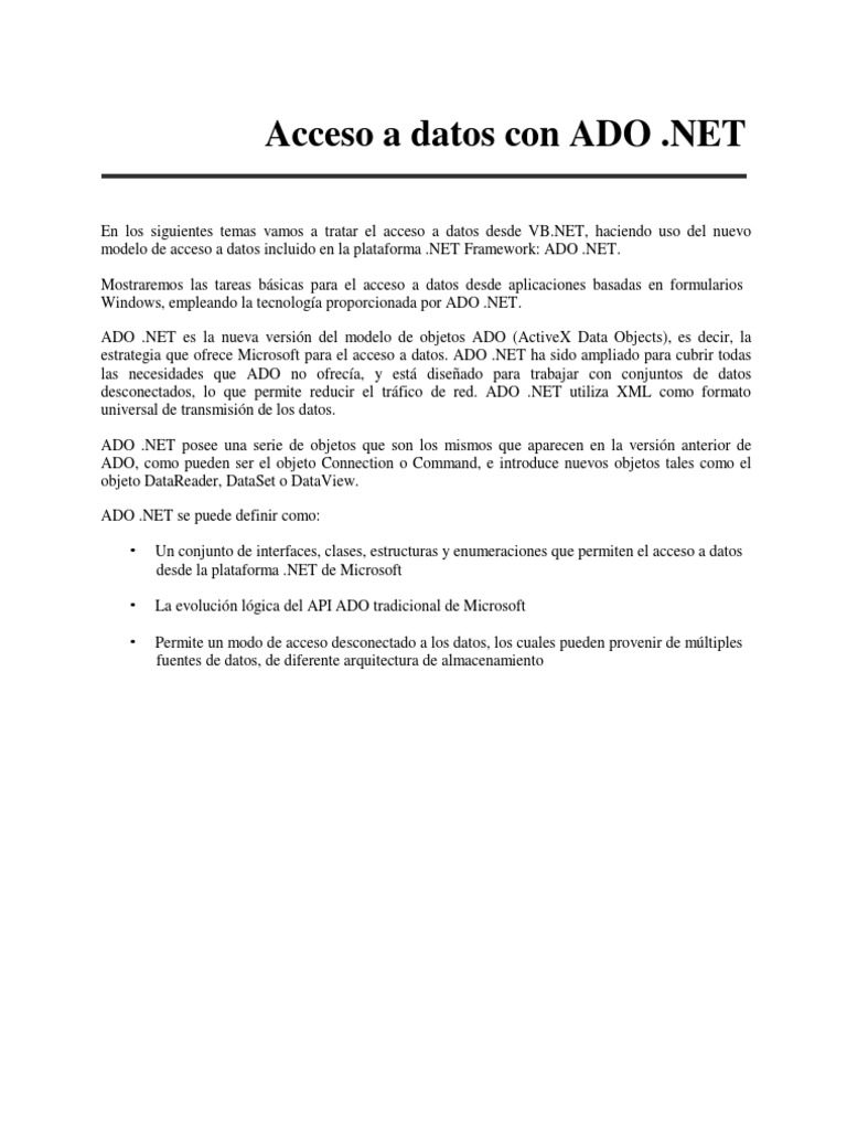 Acceso A Datos Con ADO | PDF | Active X Data Objects | SQL