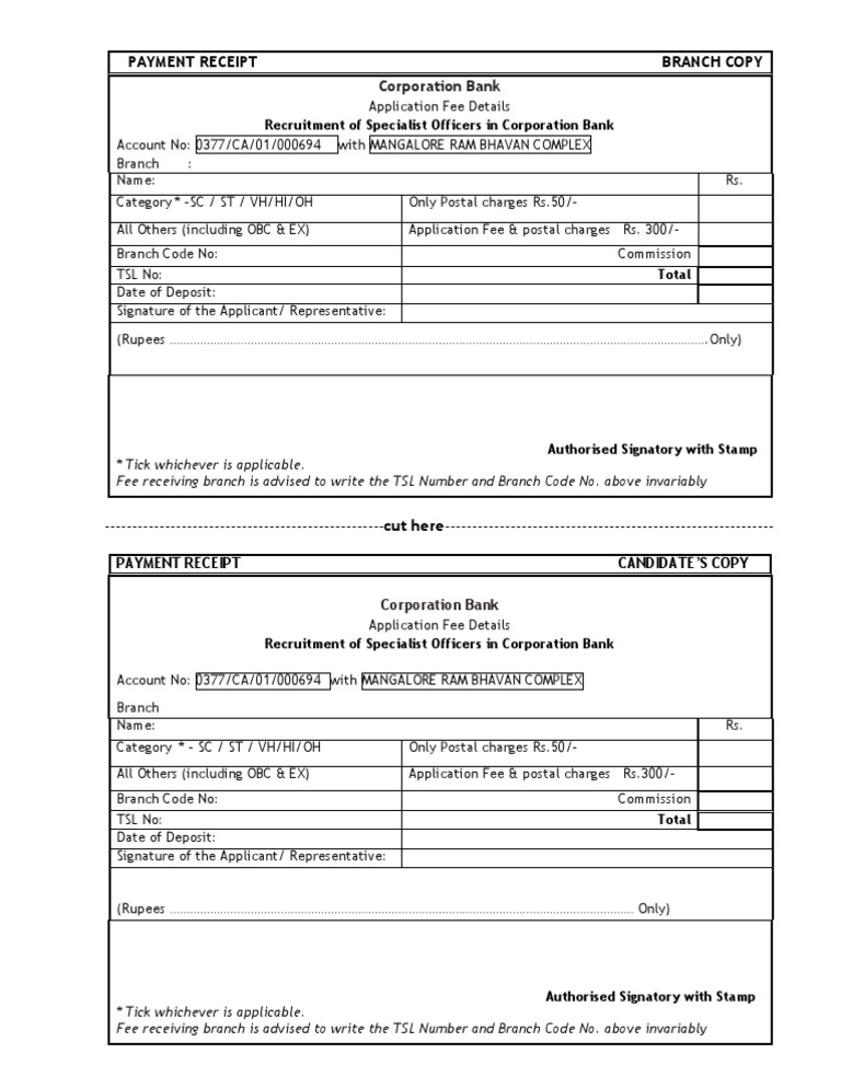 Corporation Bank Challan | PDF | Banks | Financial Services