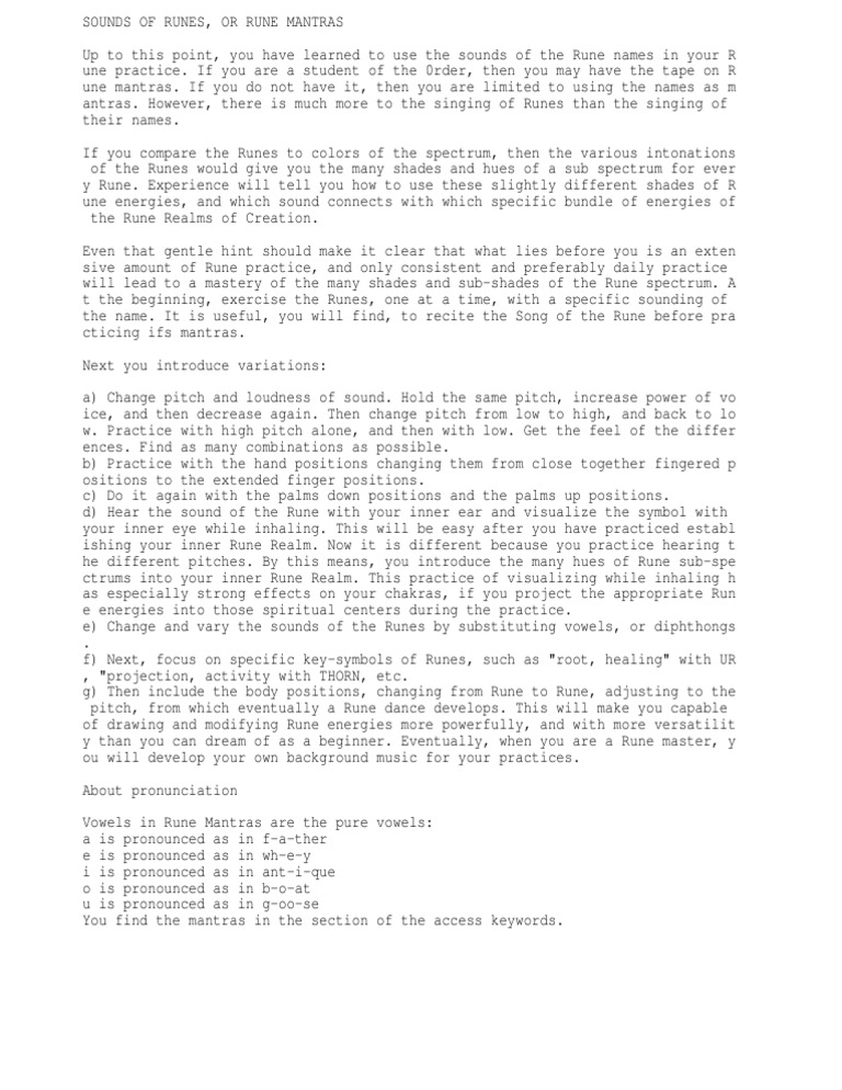 Sounds of Runes Runes Mantras | PDF | Mantra | Human Voice