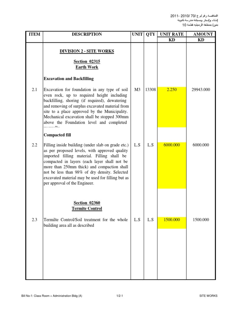 BOQ for School Construction Project | PDF | Duct (Flow) | Precast Concrete
