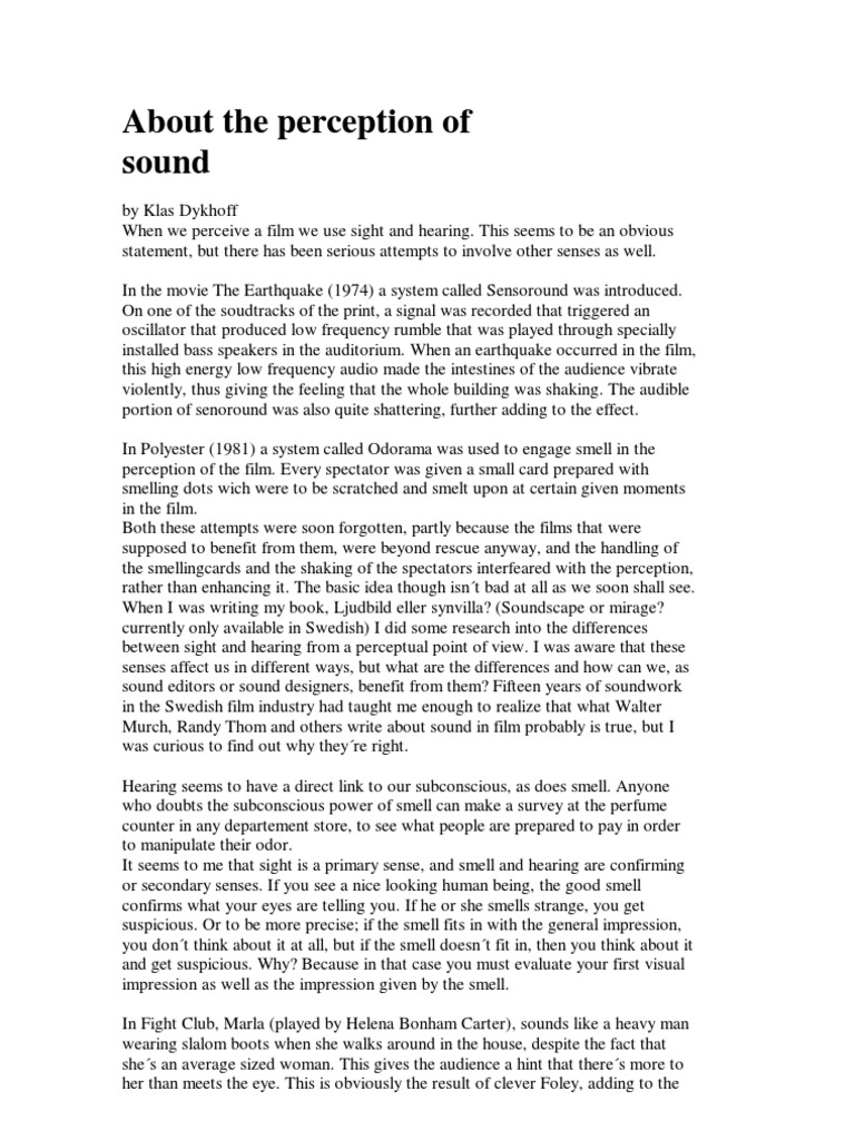 About The Perception of Sound | PDF